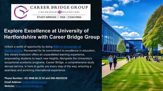 MBA Program at University of Hertfordshire with Career Bridge Group ...