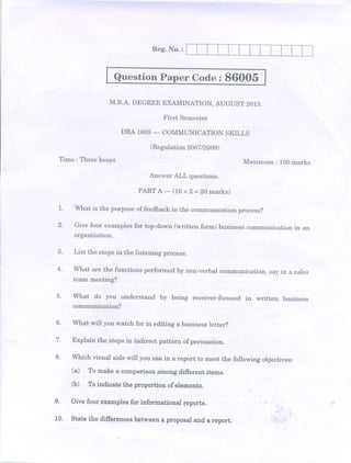 MBA Question Papers | PDF