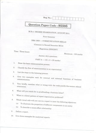 MBA Question Papers | PDF