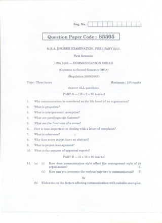 MBA Question Papers | PDF