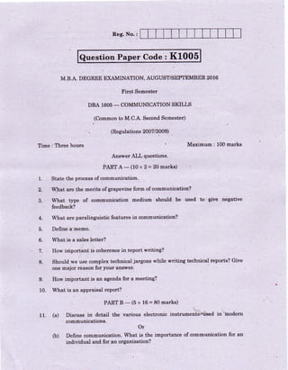 MBA Question Papers | PDF