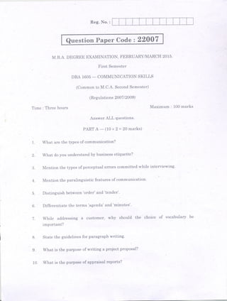 MBA Question Papers | PDF