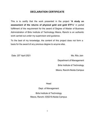 Returns of Physical Gold and Gold ETF's | PDF