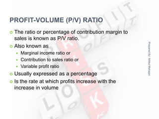 Mba 1 me u 4 profit management & risk analysis | PPTX