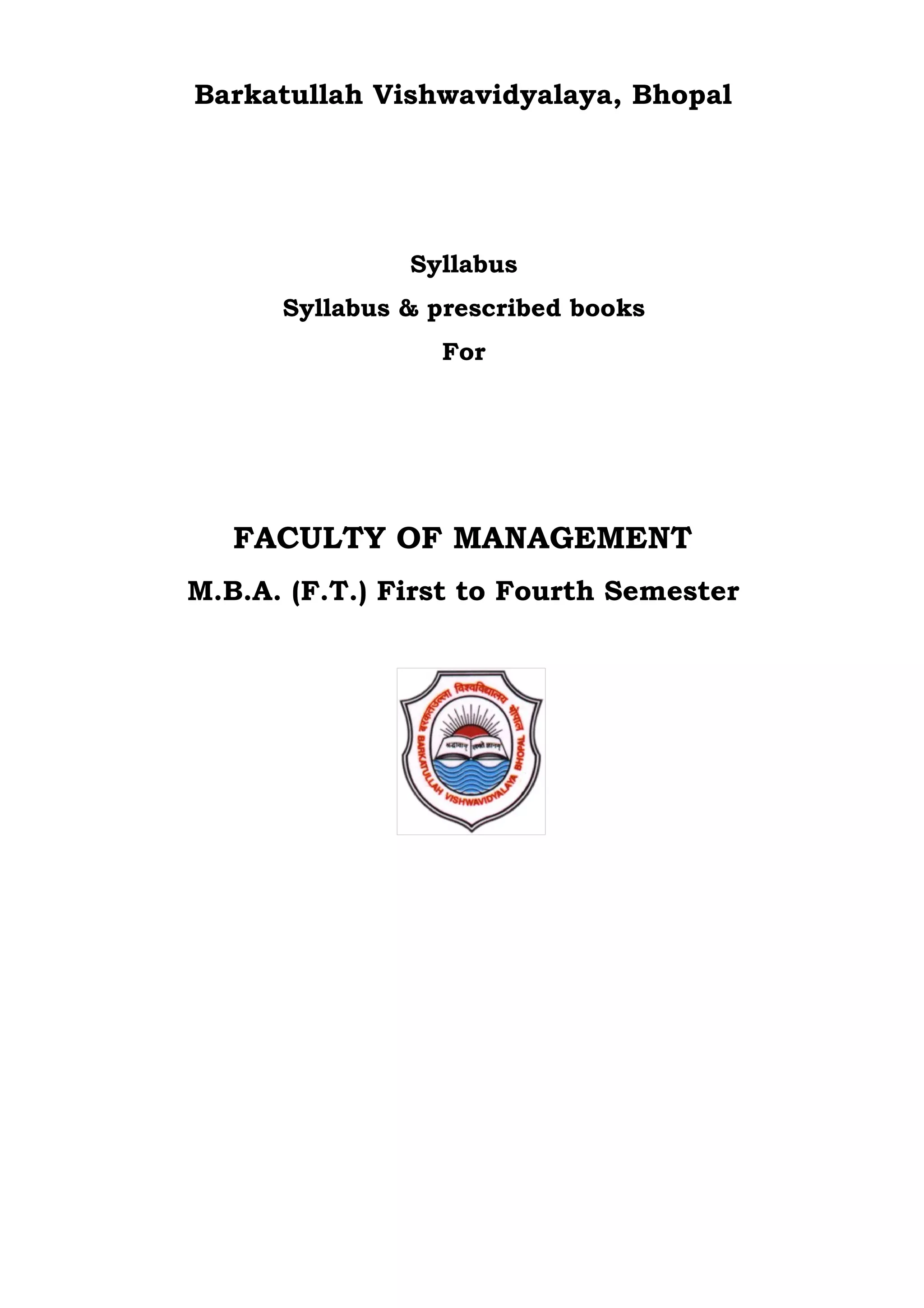 B.U.BHOPAL-MBA SYLLABUS | DOC