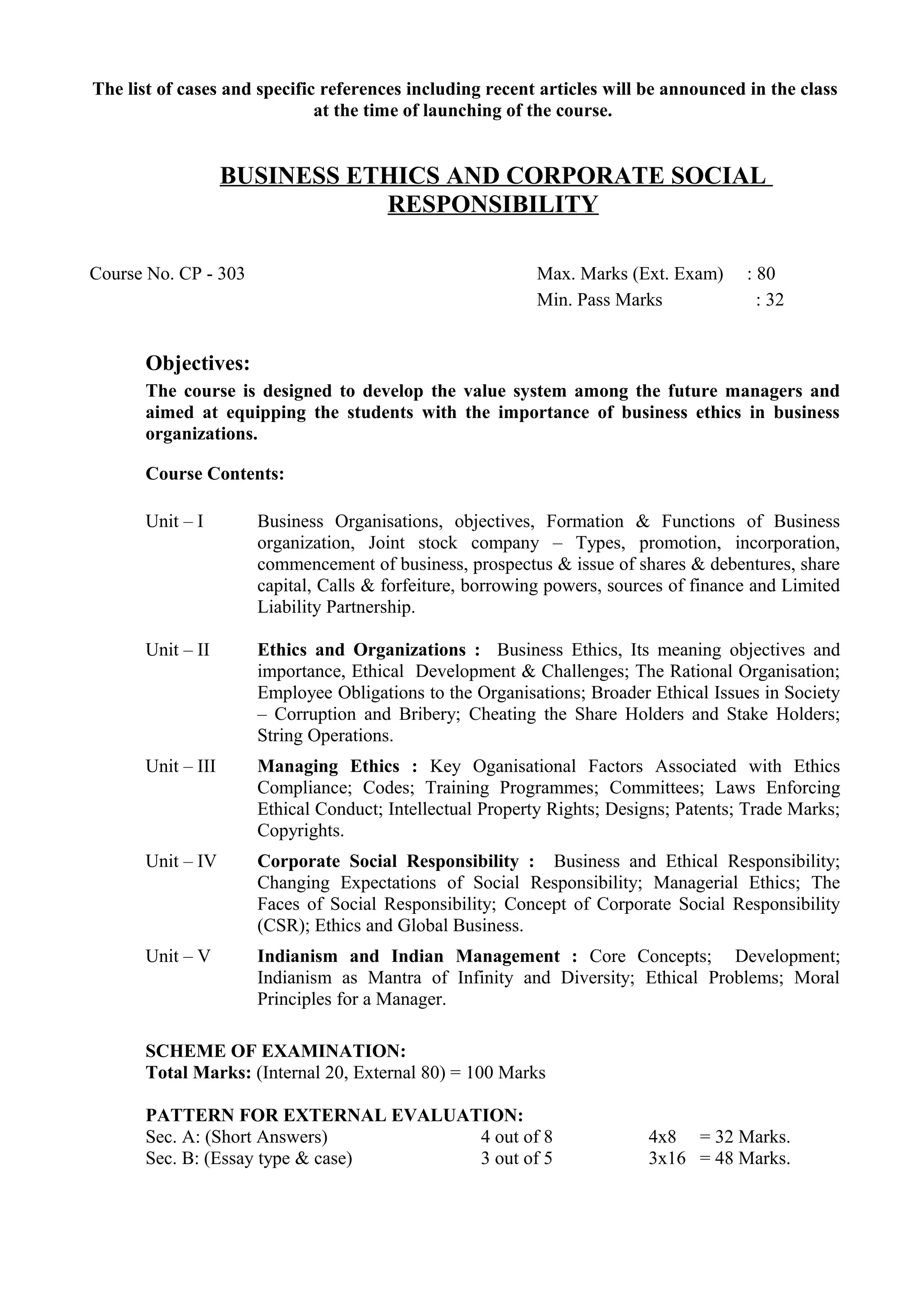 B.U.BHOPAL-MBA SYLLABUS | DOC