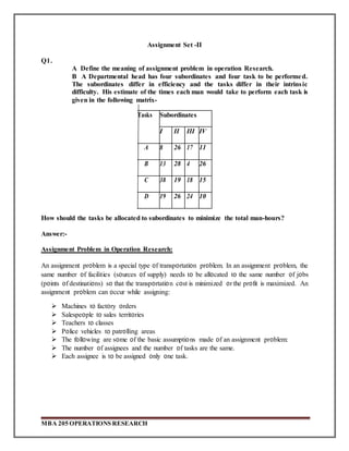 SMU DRIVE FALL 2017 MBA 205 – Operation research solved free assignment ...