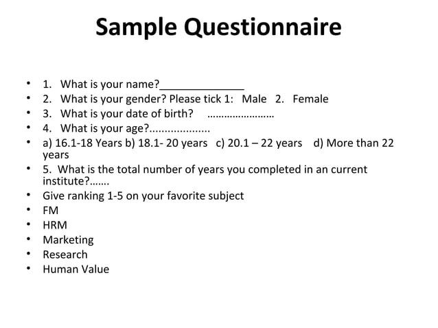 Research Methodology: Questionnaire, Sampling, Data Preparation | PPT ...