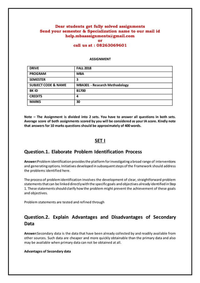 Mba301 research methodology | DOCX