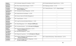 Mba 3rd sem time table | DOC