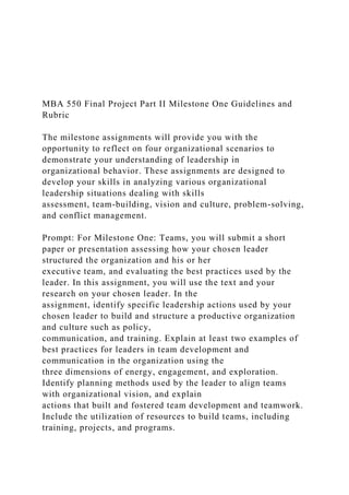 MBA 550 Final Project Part II Milestone One Guidelines and R.docx | Resume Writing and Advice ...