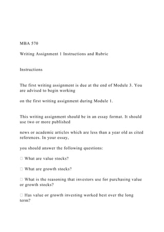 MBA 570 Writing Assignment 1 Instructions and Rubric .docx