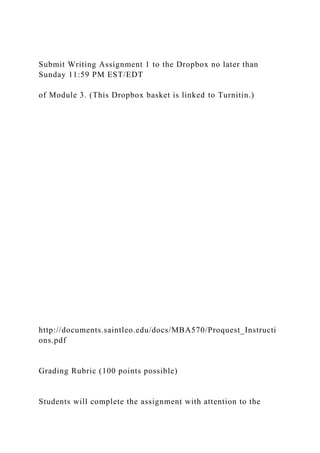 MBA 570 Writing Assignment 1 Instructions and Rubric .docx