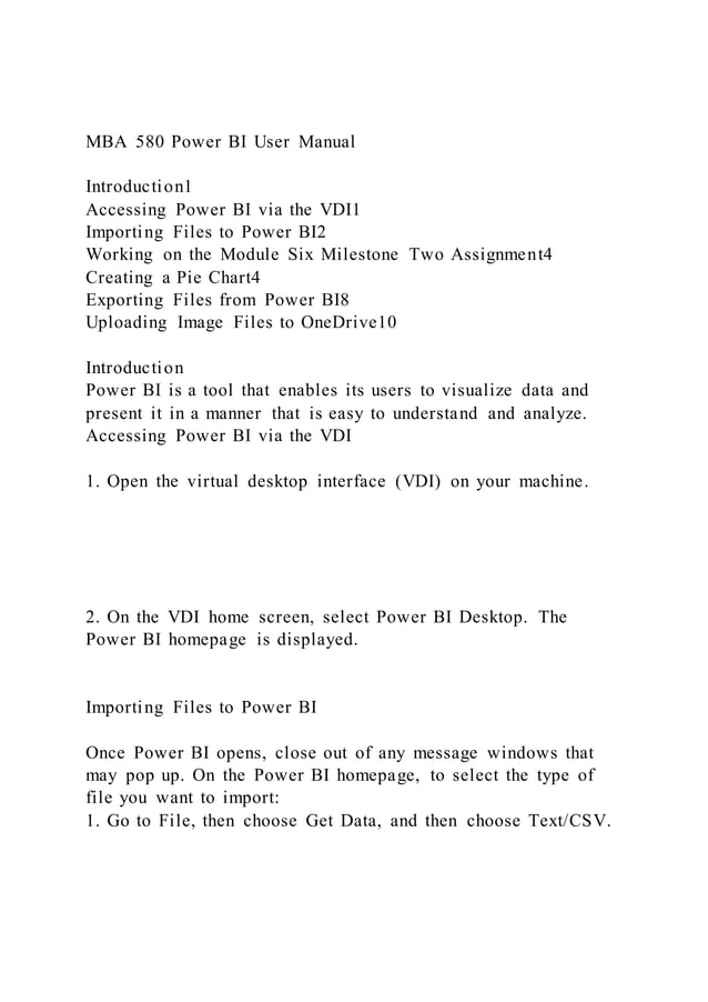 MBA 580 Power BI User Manual Introduction1Accessing Power B | PDF