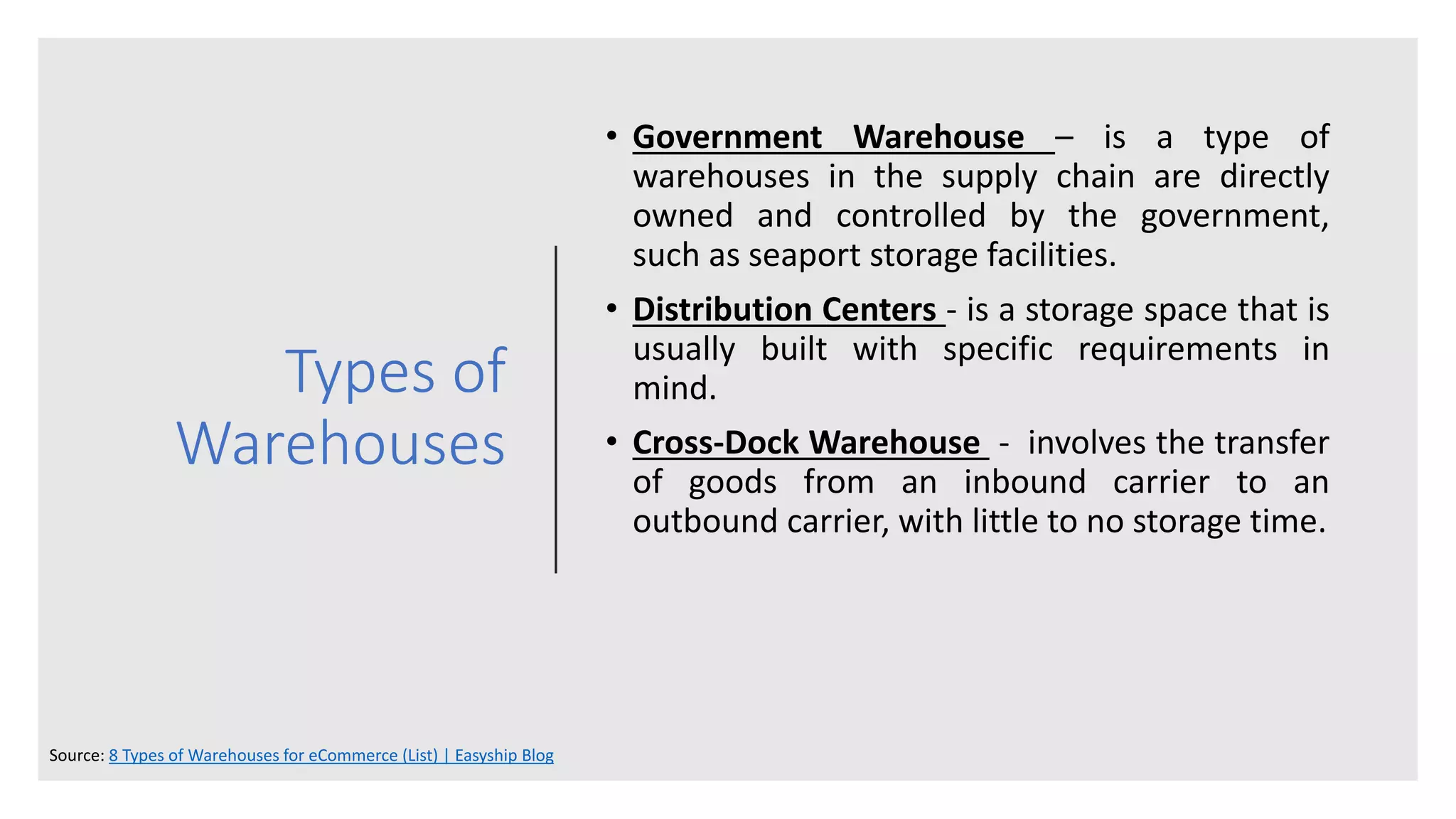 Types of Warehouses | PPTX