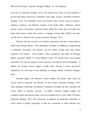 Mba 635 final project csr addendum | DOCX