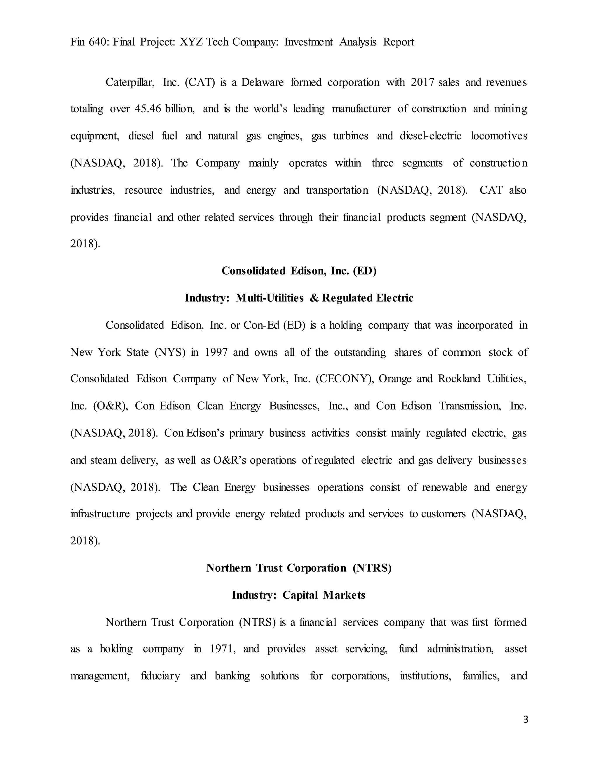 MBA 640 Final Project Investment Analysis Report | DOCX | Stocks and ...
