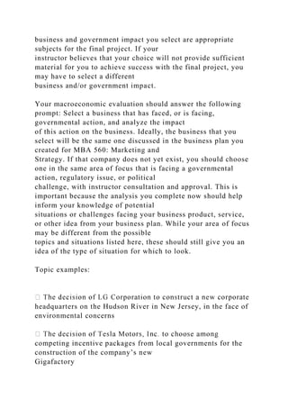 MBA 665 Final Project Milestone One Guidelines and Rubric .docx