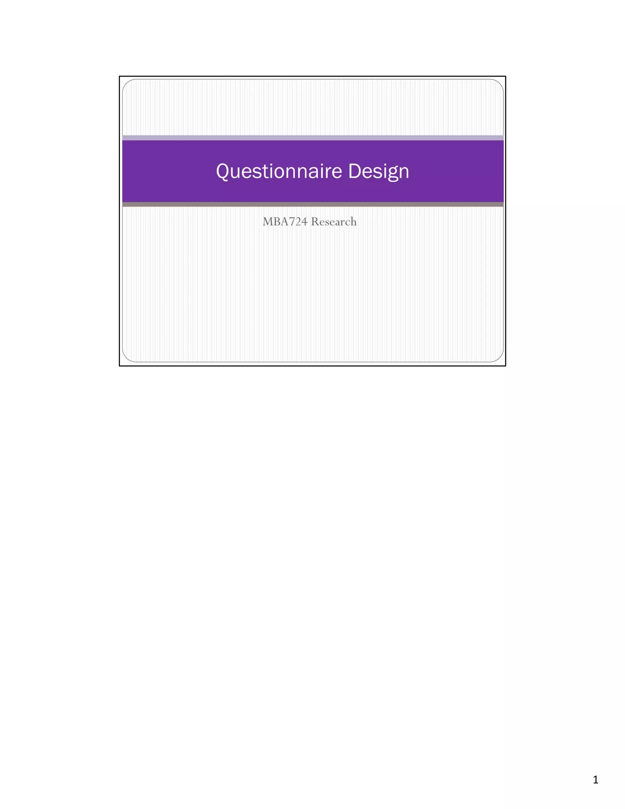 Mba724 s4 4 questionnaire design | PDF