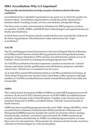 Mba accreditation why is it important | DOCX | Professional School ...