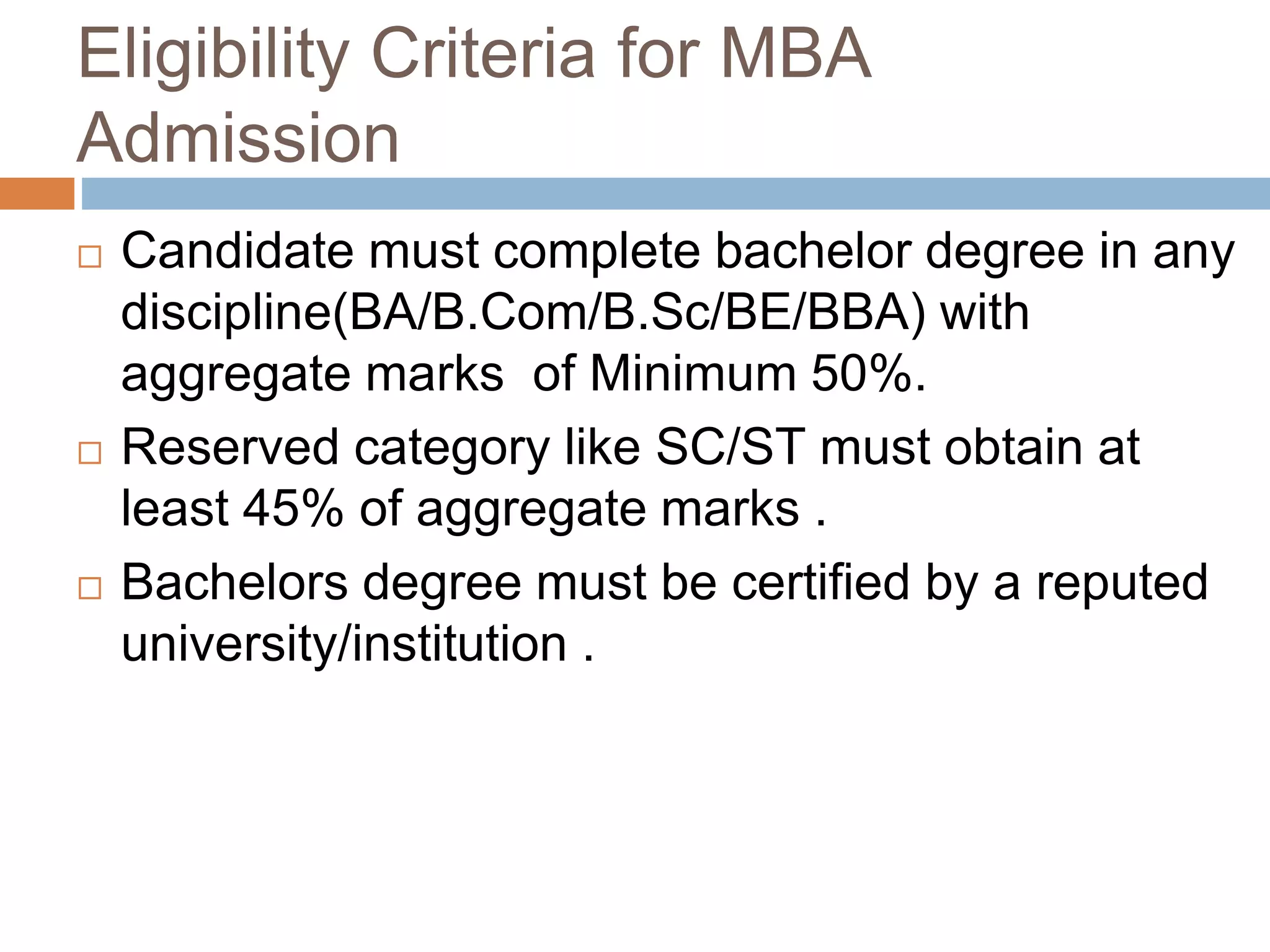 Mba admission requirements | PPTX