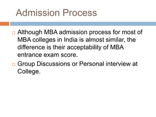Mba admission requirements | PPTX