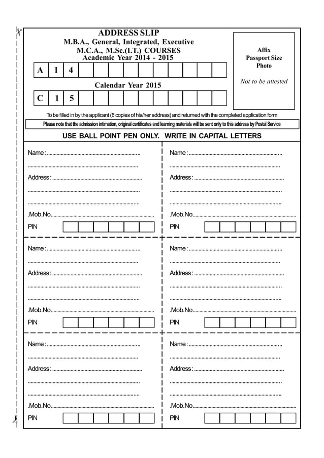 MBA,MCA Application form madras university | PDF | Postgraduate ...