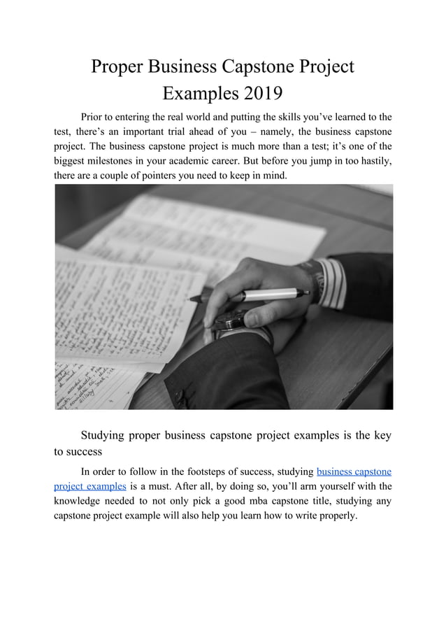 Proper Business Capstone Project Examples 2019 | PDF