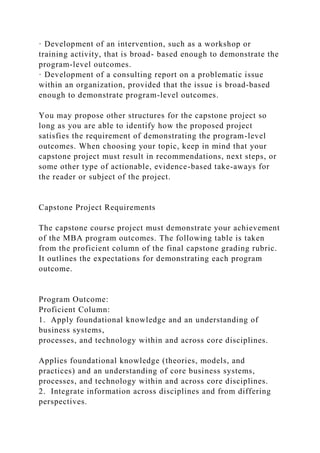 MBA Capstone Project GuidelinesThroughout your MBA program.docx