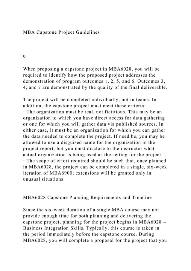 MBA Capstone Project GuidelinesThroughout your MBA program.docx