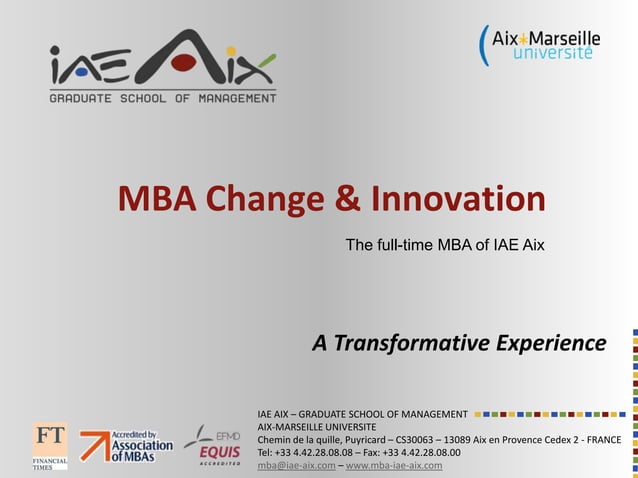MBA Change of Innovation IAE-AIX Graduate School of Management | PPTX ...