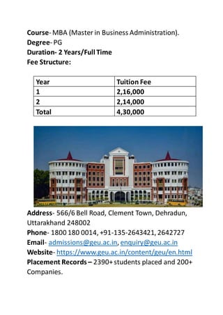 Mba college in dehradun | DOCX