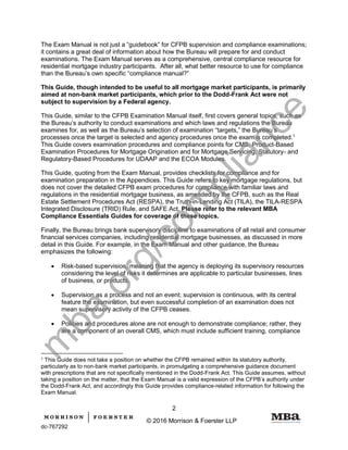 MBA Compliance Essentials CFPB Exam Manual | PDF