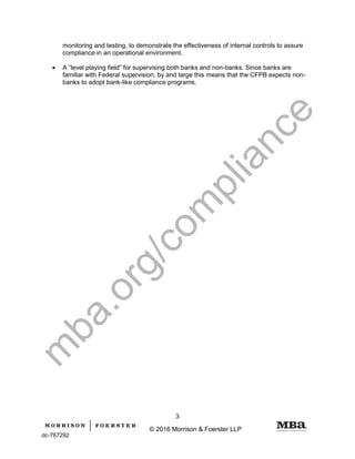 MBA Compliance Essentials CFPB Exam Manual | PDF