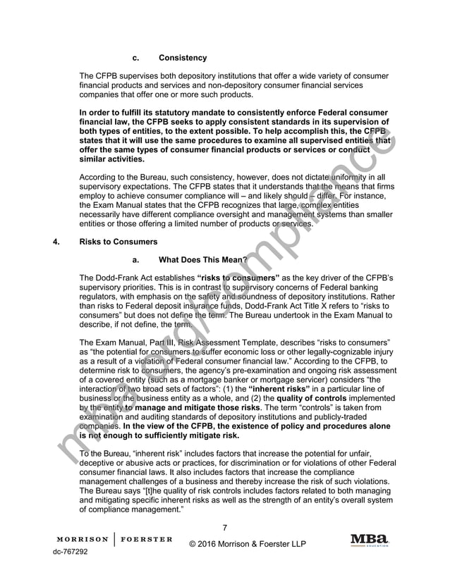 MBA Compliance Essentials CFPB Exam Manual | PDF