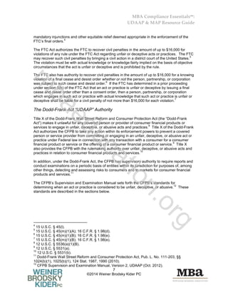 MBA Compliance Essentials Unfair, Deceptive or Abusive Acts or ...