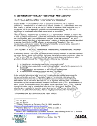 MBA Compliance Essentials Unfair, Deceptive or Abusive Acts or ...