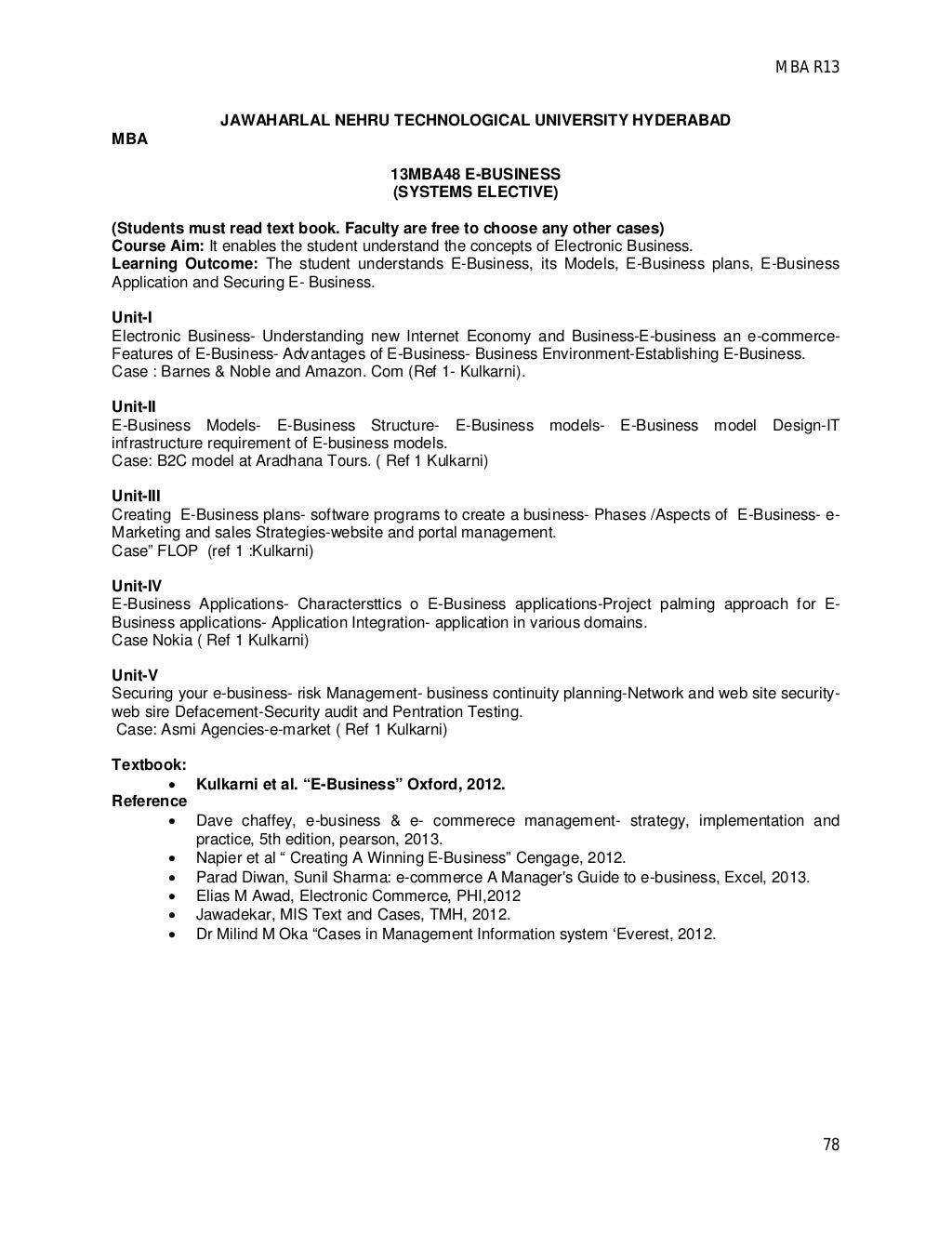 Mba course structure and syllabus