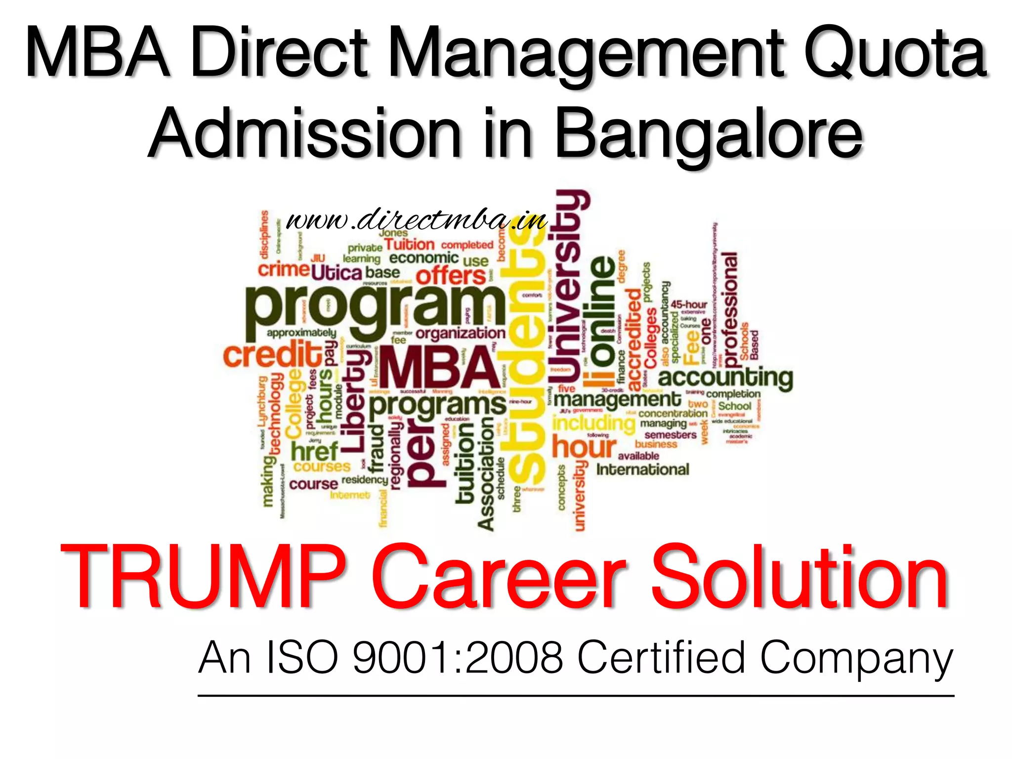 MBA Direct Management Quota Admission in Bangalore | PDF