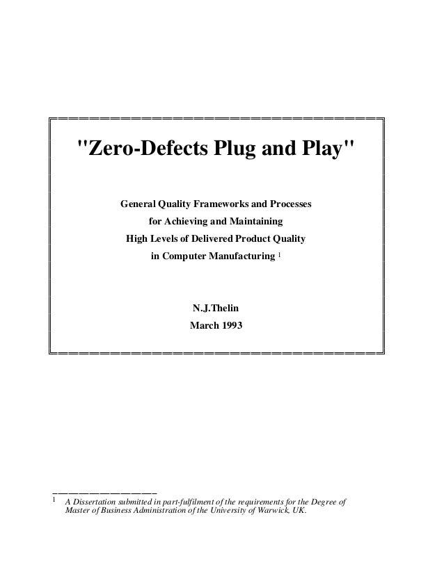 Zero-Defects Plug and Play -- General Quality Frameworks and Processes ...