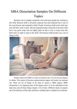 MBA Dissertation Samples on Different Topics | PDF | Postgraduate ...
