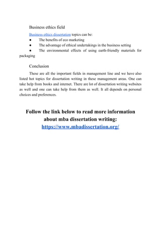 MBA Dissertation Samples on Different Topics | PDF | Postgraduate ...