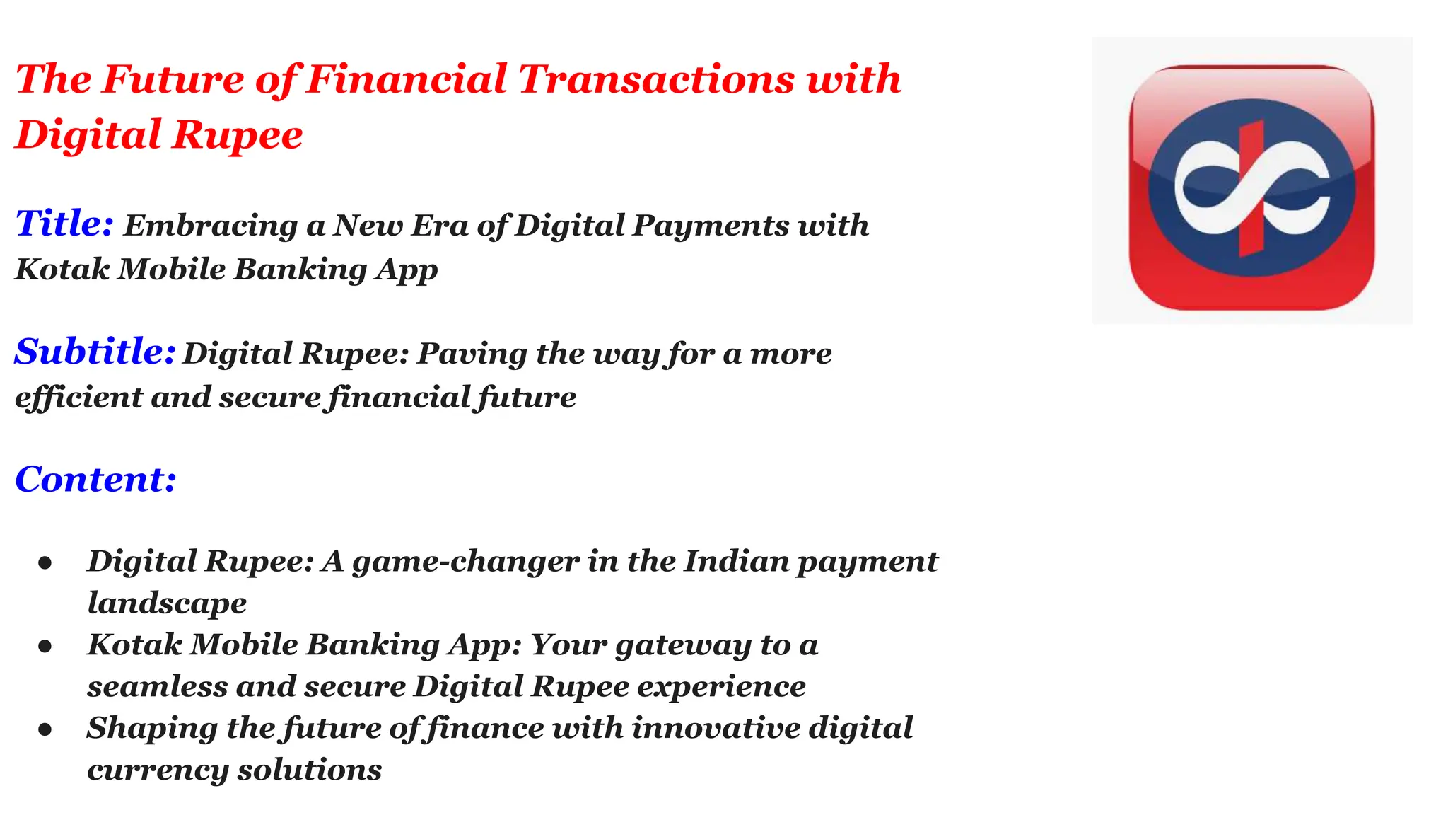 Kotak Digital e rupee app | PPTX