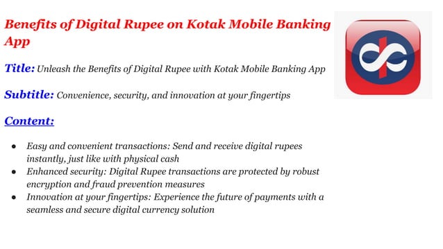 Kotak Digital e rupee app | PPT