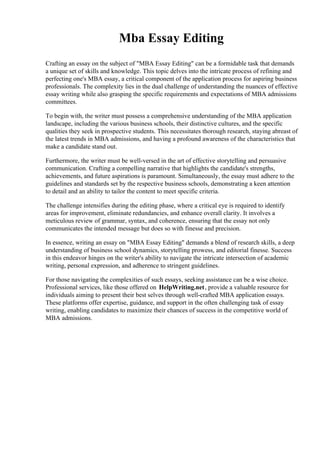 Mba Essay Editing | PDF