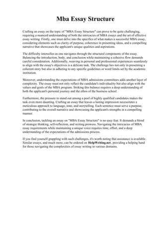 Mba Essay Structure.pdf | Business Administration | Business