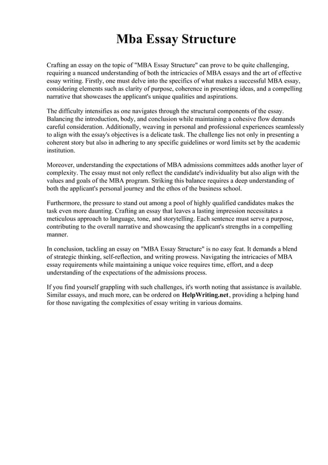 Mba Essay Structure.pdf | Business Administration | Business