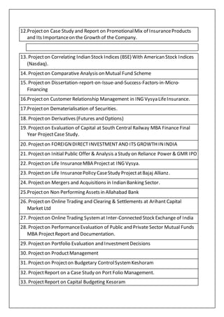 Mba finance project topics | PDF