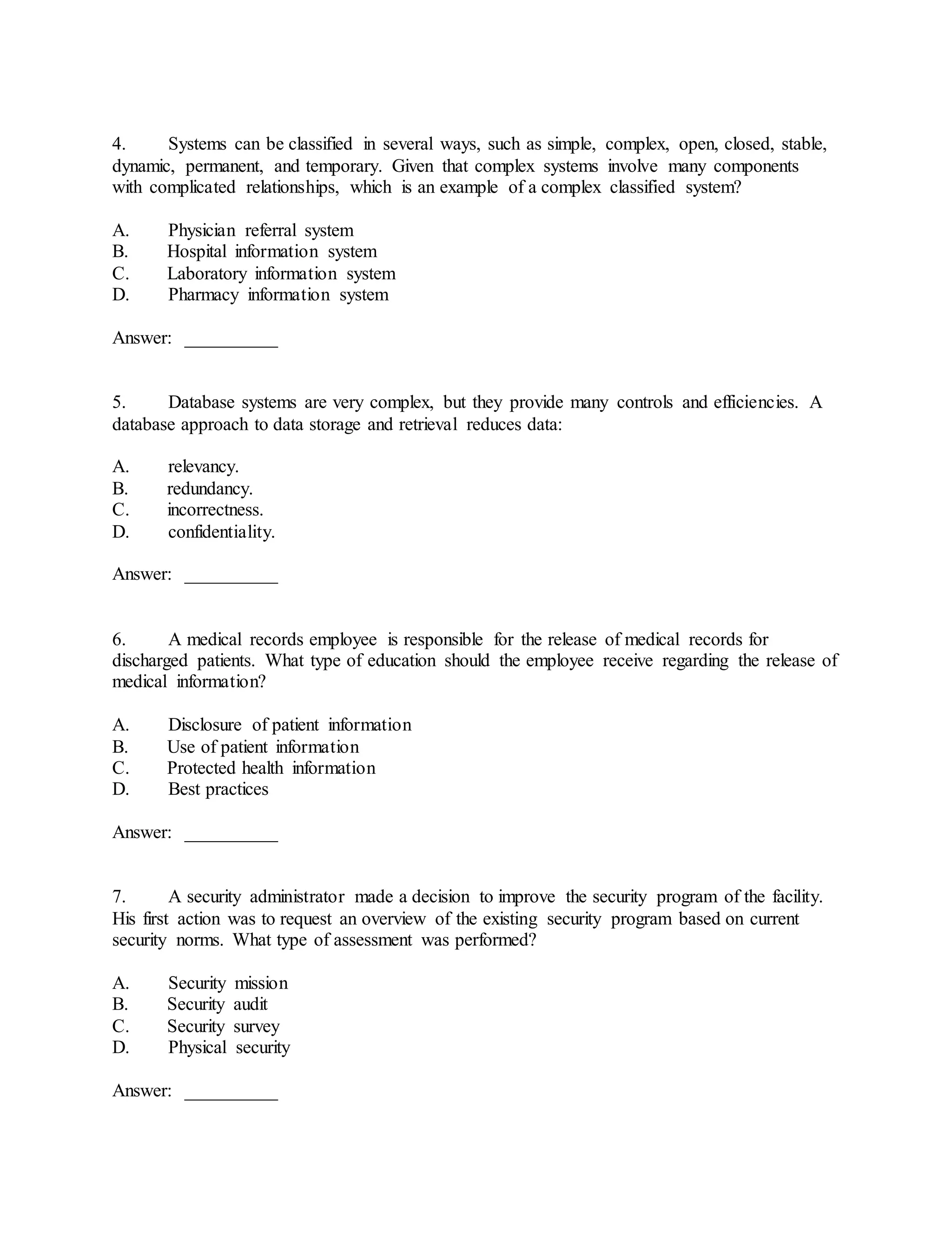 Mba hc semester 3 exam part i multiple choice | DOCX