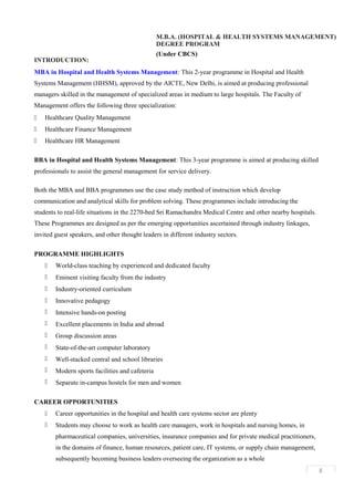 Mba hospital and health system managment forms & prospectus.SRMC.edu